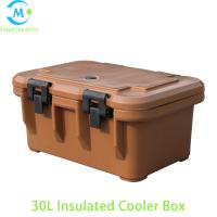 China SUNMORE ROTO 30L Brown Rotomolded Insulated Food Cooler Box, Portable Thermal Food Transport Box For Catering Takeaway Group Meal Delivery for sale