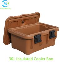 China SUNMORE ROTO 30L Brown Rotomolded Insulated Food Cooler Box, Portable Thermal Food Transport Box For Catering Takeaway Group Meal Delivery for sale