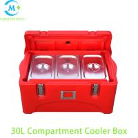 China SUNMORE ROTO 30L Red Rotomolded GN Pan Insulated Food Box, Custom Compartment Portable Thermal Container For Catering Group Meal Delivery for sale
