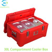 China SUNMORE ROTO 30L Red Rotomolded GN Pan Insulated Food Box, Custom Compartment Portable Thermal Container For Catering Group Meal Delivery for sale