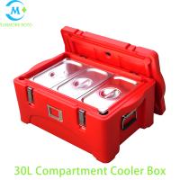 China SUNMORE ROTO 30L Red Rotomolded GN Pan Insulated Food Box, Custom Compartment Portable Thermal Container For Catering Group Meal Delivery for sale