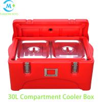 China SUNMORE ROTO 30L Red Rotomolded GN Pan Insulated Food Box, Custom Compartment Portable Thermal Container For Catering Group Meal Delivery for sale