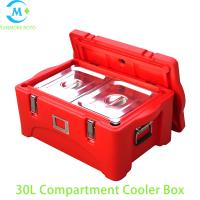 China SUNMORE ROTO 30L Red Rotomolded GN Pan Insulated Food Box, Custom Compartment Portable Thermal Container For Catering Group Meal Delivery for sale