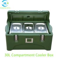 China SUNMORE ROTO 30L Dark Green Rotomolded GN Pan Insulated Food Box, Custom 2 / 3 Compartment Portable Thermal Container For Catering Group Meal Delivery for sale