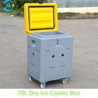China SUNMORE ROTO 70L Rotomolded Dry Ice Cooler Box, Portable Insulated Dry Ice Storage Container With Casters For Cold Chain Transportation for sale