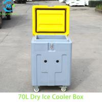 China SUNMORE ROTO 70L Rotomolded Dry Ice Cooler Box, Portable Insulated Dry Ice Storage Container With Casters For Cold Chain Transportation for sale