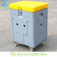 China SUNMORE ROTO 70L Rotomolded Dry Ice Cooler Box, Portable Insulated Dry Ice Storage Container With Casters For Cold Chain Transportation for sale