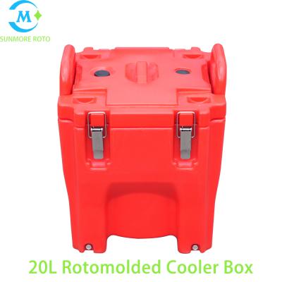 China SUNMORE ROTO 20L Red Rotomolded Portable Insulated Cooler Box, Small Thermal Storage Container For Outdoor Camping Fishing Food Transport for sale