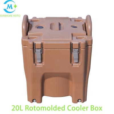 China SUNMORE ROTO 20L Coffee Brown Rotomolded Insulated Cooler Box, Compact Portable Thermal Container For Outdoor Fishing Camping Catering Food Fresh-Keeping for sale