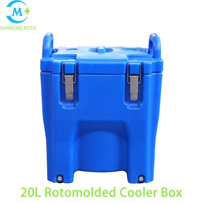 China SUNMORE ROTO 20L Blue Rotomolded Insulated Cooler Box, Portable All-Weather Thermal Storage Bin For Outdoor Activities & Catering Fresh Food Transport for sale