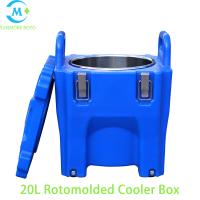 China SUNMORE ROTO 20L Blue Rotomolded Insulated Cooler Box, Portable All-Weather Thermal Storage Bin For Outdoor Activities & Catering Fresh Food Transport for sale