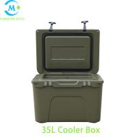 China SUNMORE ROTO Custom 35L Rotomolded Insulated Cooler Box, Double Latch Sealed Portable Temperature Retention Container For Outdoor Fishing And Fresh Product Storage for sale