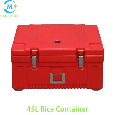 China SUNMORE ROTO OEM 45L Rotomolded Thermal Rice Container, Stainless Steel Latch Sealed Insulated Food Storage Box For Catering Food Delivery for sale