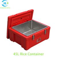 China SUNMORE ROTO OEM 45L Rotomolded Thermal Rice Container, Stainless Steel Latch Sealed Insulated Food Storage Box For Catering Food Delivery for sale