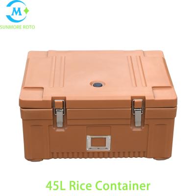 China SUNMORE ROTO 45L Commercial Rotomolded Hot Food Container, Stainless Steel Buckle Insulated Rice Storage Box For Canteen Group Meal Transportation for sale