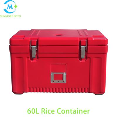 China SUNMORE ROTO OEM 60L Rotomolded Insulated Rice Container, Stainless Steel Buckle Sealed Thermal Hot Food Box For Central Kitchen & Group Catering Delivery for sale