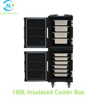 China SUNMORE ROTO 180L Rotomolded Front Loading Insulated Food Box, Wheeled Thermal Catering Cabinet With GN Pan Slots For Central Kitchen Food Delivery for sale