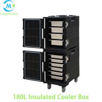 China SUNMORE ROTO 180L Rotomolded Front Loading Insulated Food Box, Wheeled Thermal Catering Cabinet With GN Pan Slots For Central Kitchen Food Delivery for sale
