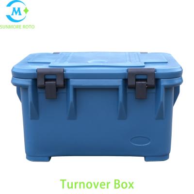 China SUNMORE ROTO Rotomolded Solid Plastic Turnover Storage Box, Airtight Heavy Duty Transport Container With Plastic Buckles For Seafood, Food & Logistics Circulation for sale