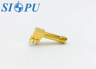 China SMA Female RF Connector, Right Angle, PCB Mount Microstrip, Solder Type, 18GHz for sale