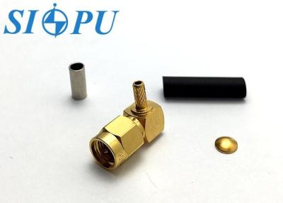China SMA Male RF Coaxial Connector – Right Angle, Compatible with RG316/U Cable, 18GHz for sale