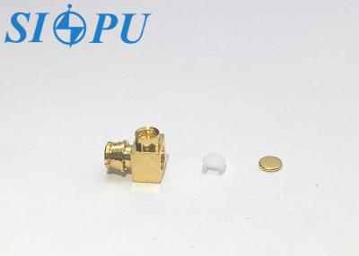 China SMP Female RF Coaxial Connector – Right Angle, Compatible with 2# Semi-Rigid / Semi-Flexible Cable for sale