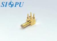 China SSMB Male RF Coaxial Connector – Right-Angle, Brass Body, PCB Solder Mount for sale