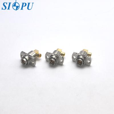 China SBMA female coax connector – Right-Angle,flange design, Compatible with 2# Semi-Flexible or Semi-Rigid Cable for sale