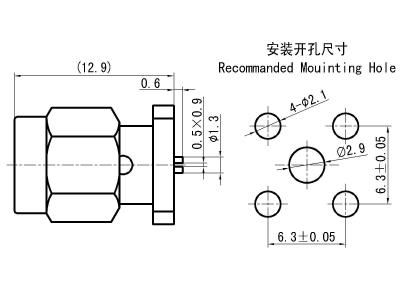 China Micro Flange Installation Of Stainless Steel SMA RF Connector For Microstrip Applications At 18GHZ for sale