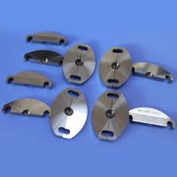 China Tungsten Steel Fan-Shaped 0.25 Nozzle - 104×23×3×6-Φ4.5×R340 Dimensions with 0.012 Parallelism for Electromechanical Equipment for sale