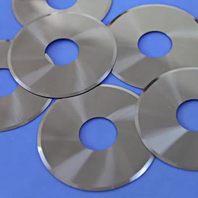 China Ø60mm Tungsten Carbide Circular Slitting Blade 0.5mm Ultra-Thin with 17° V-Edge for Precision Film and Foil Cutting for sale