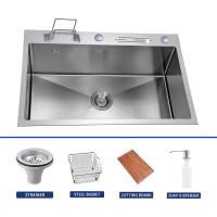 China 18 Gauge Handmade Kitchen Sink With Rear Drain Placement for sale