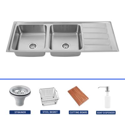 China Sleek Stainless Steel Double Bowl Sink Corrosion Resistance for sale