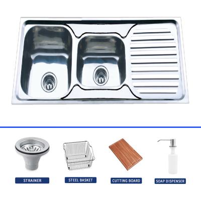 China OEM Dimensions Stainless Steel Top Mount Apron Sink With 3 Faucet Holes for sale
