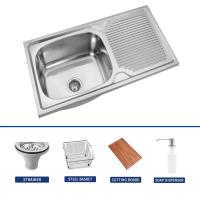 China 9 Inches Depth Top Mount Stainless Steel Sink With Satin Finish for sale