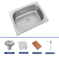 China 304 Stainless Steel Single Bowl Kitchen Sink With SUS304 Basket for sale
