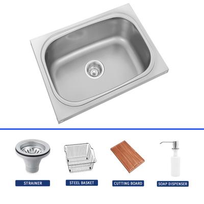 China 304 Stainless Steel Single Bowl Kitchen Sink With SUS304 Basket for sale