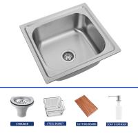 China Square Stainless Steel Single Kitchen Sink  with Topmount Installation Embossed Finish for sale