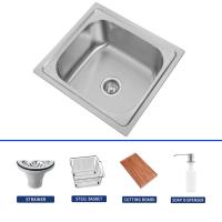 China Customize Stainless Steel Single Bowl Sink With Drainer / Basket for sale
