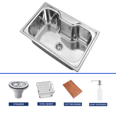 China 50/50 Split Basin Double Bowl SS Kitchen Sink With Faucet Electroplated for sale