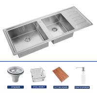 China Rust Resistant SS Kitchen Sink Double Bowl Drop In 1200*500mm for sale