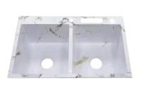 China Marble Handmade 30 Inch Undermount Stainless Steel Double Bowl Sink for sale