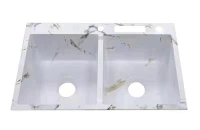 China Marble Handmade 30 Inch Undermount Stainless Steel Double Bowl Sink for sale