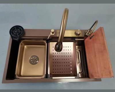 China SS304 Protector Grid Above Counter Rolling Black Handmade Kitchen Sink for sale