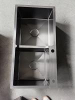 China Brushed Stainless Steel 33x22 Drop In Dual Bowl Handmade Kitchen Sink for sale
