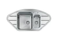 China Rust Resistant And Durable Corner Stainless Steel Kitchen Sink With Drainboard Accessory for sale