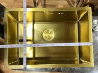 China Customized Square Measure Stainless Steel Single Bowl Sink With Gold Finish for sale
