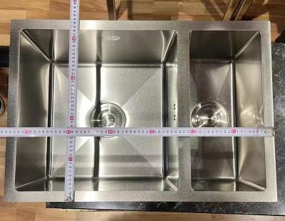 China Stainless Steel Double Bowl Sink Basket Drainer Center Drain Placement Included Accessories Basket for sale