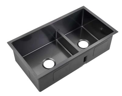 China Retangle Black Stainless Steel Double Bowl Sink For Easy Cleaning And Maintenance for sale