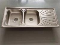 China 1 Faucet Hole Retangle Stainless Steel Double Bowl Sink for Kitchen for sale